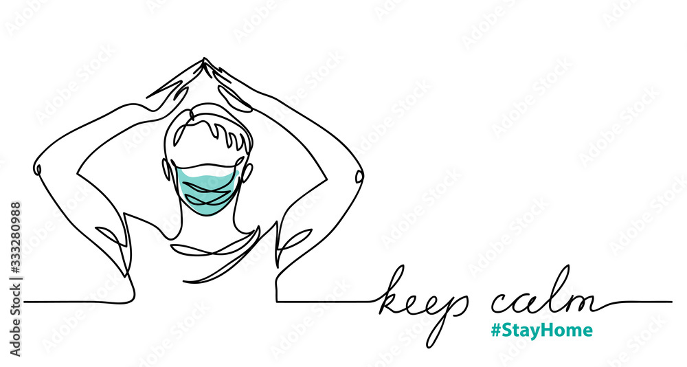 Keep calm and stay home minimalist vector sketch, doodle. Web vector ...