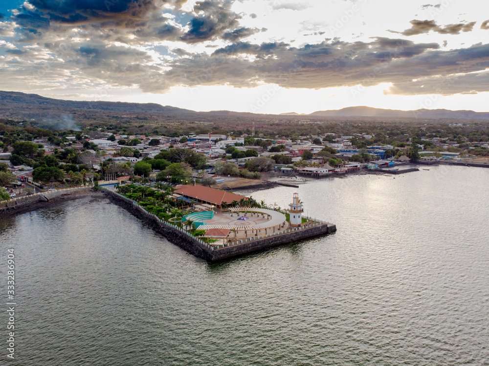 Aerial view of the family park in La Union, El Salvador, where you can ...