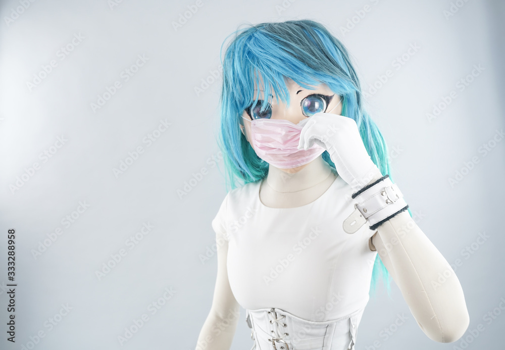 Asian or Chinese cosplay women do not want to have the flu, the colona ...