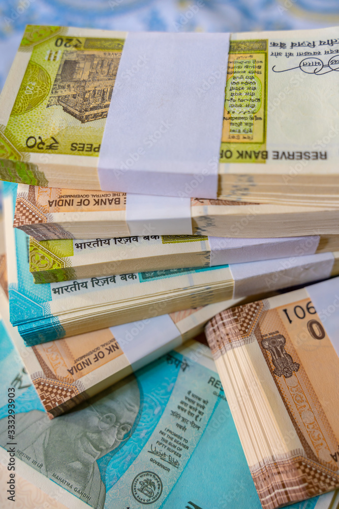 Collection of the Indian currency banknotes Stock Photo | Adobe Stock