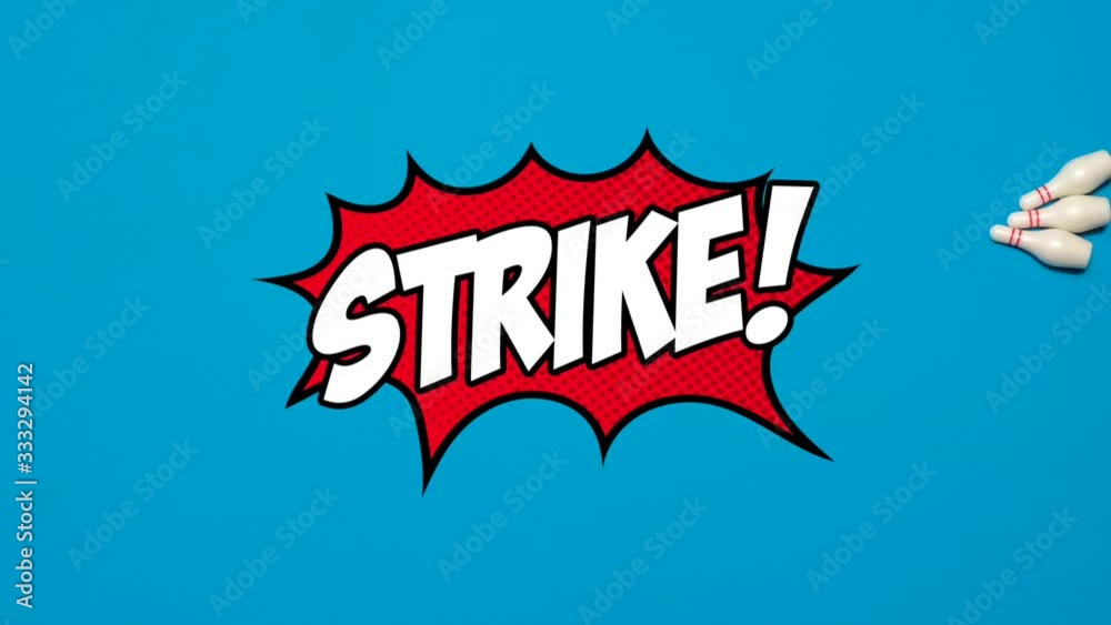 stop motion animation of a bowling ball rolling a strike after taking a ...
