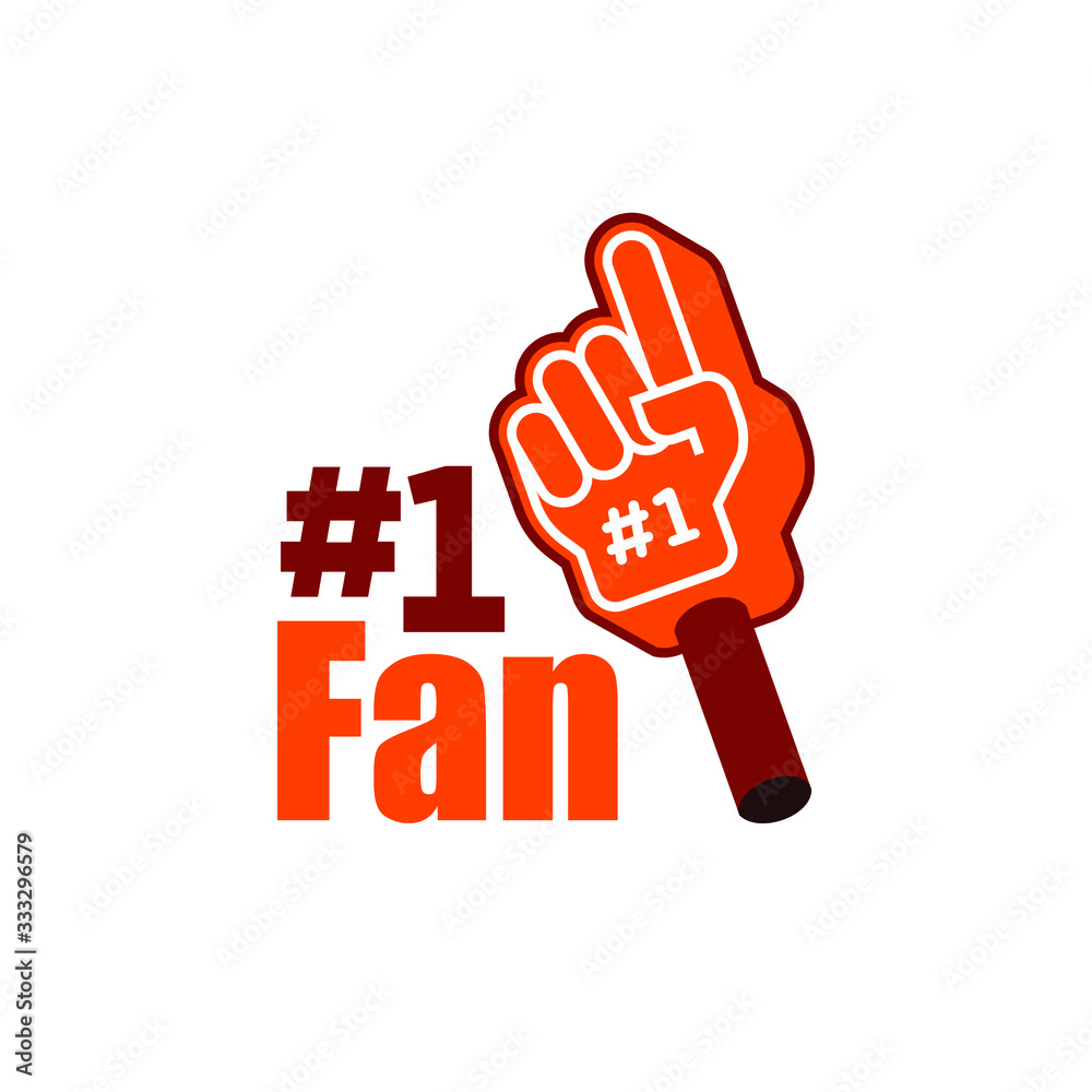 number 1 fan hand glove with raised finger supporter vector ...