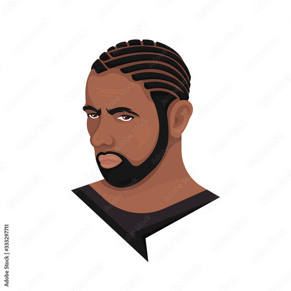 Vector illustration of a man with braids and a hollywoodian beard on a ...