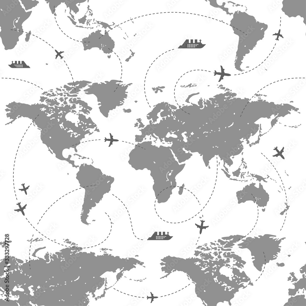 Vector seamless pattern of the map of the world. Template for prints ...