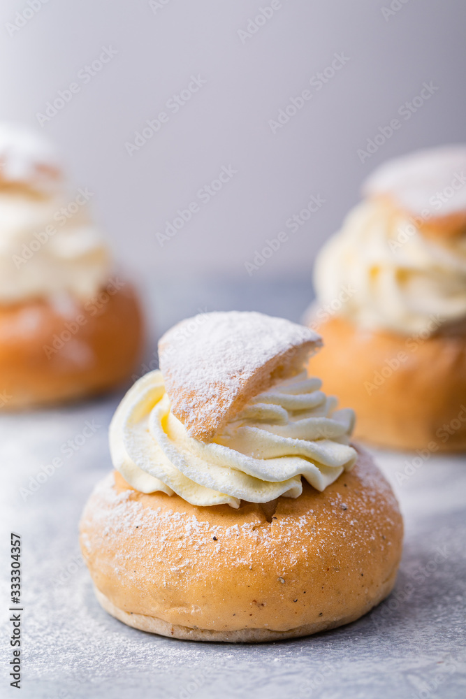 Semla - traditional Scandinavian cream and almond paste filled cardamom ...