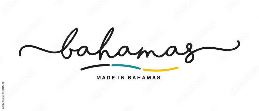 Made in Bahamas handwritten calligraphic lettering logo sticker flag ...