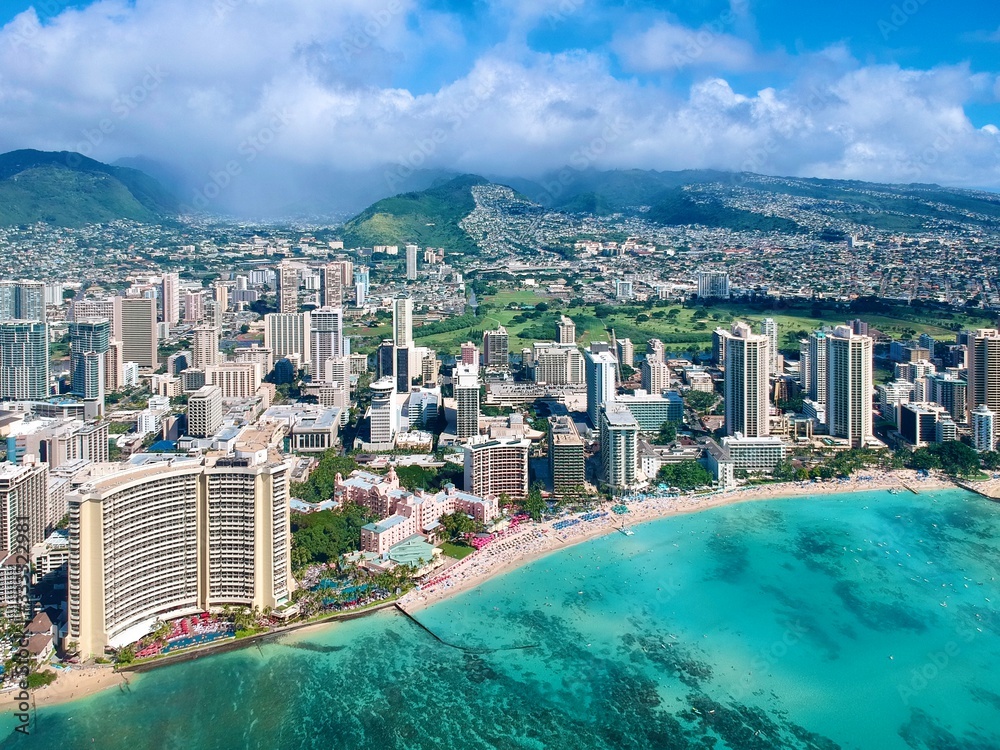 Beautiful Aerial View of Honolulu Hawaii in Oahu Stock Photo | Adobe Stock