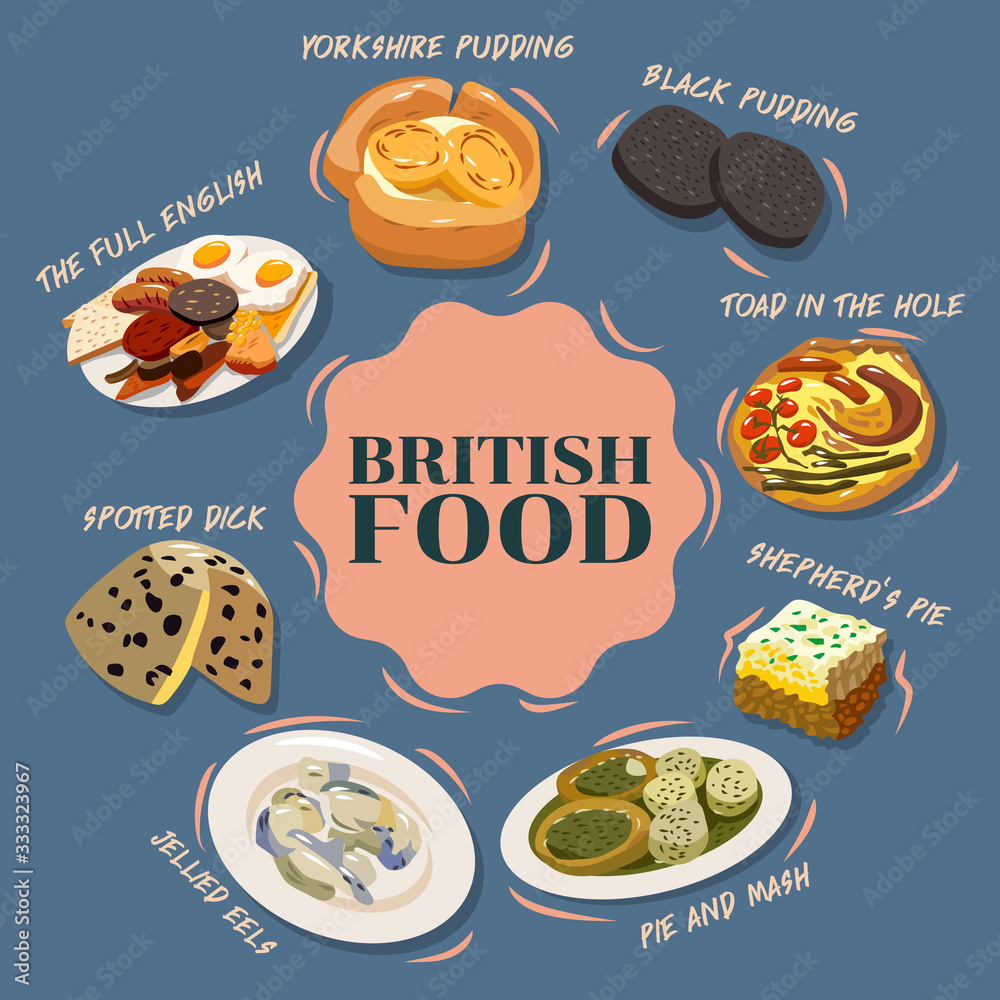 British food vector set collection graphic design Stock Vector | Adobe ...