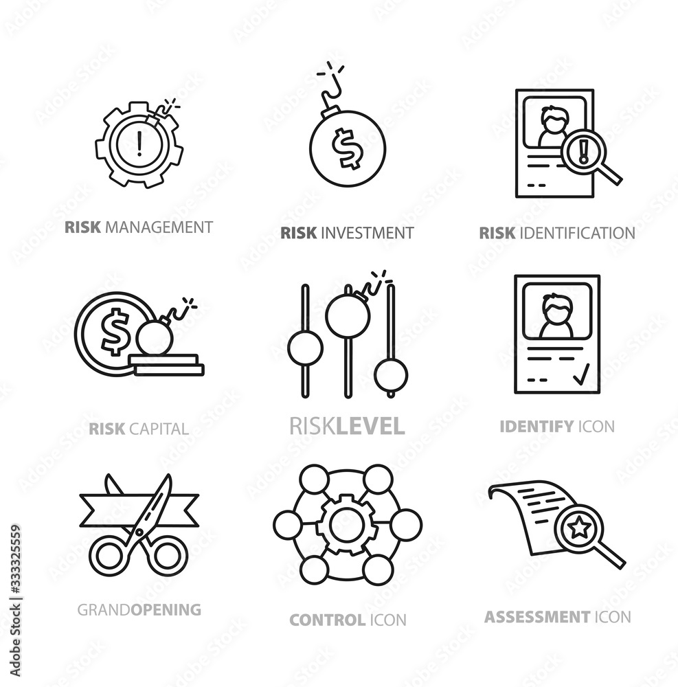 Risk Management icons set collection. Includes simple elements such as ...