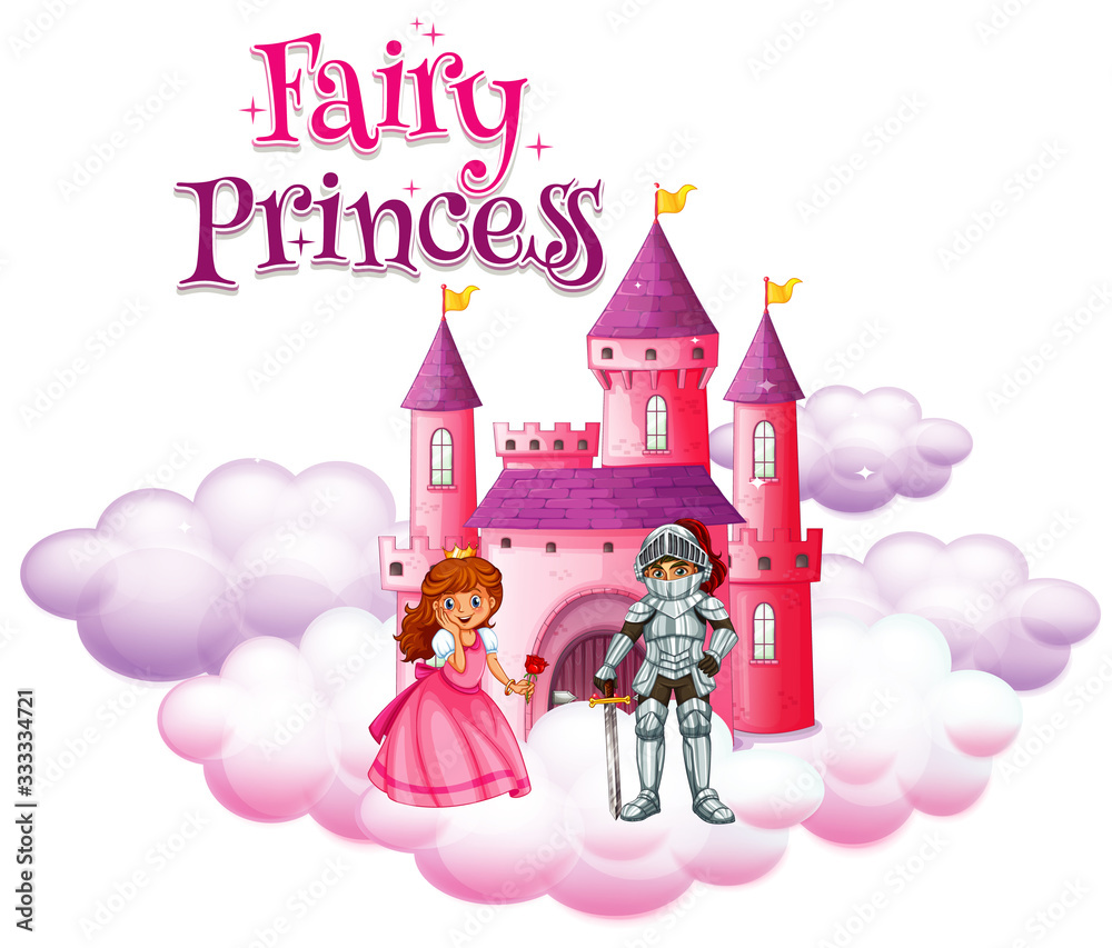 Font design template for word fairy princess with knight and princess ...