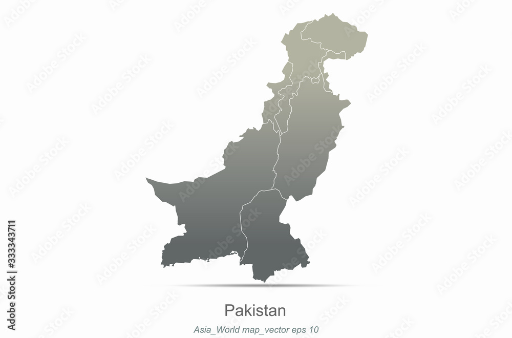 pakistan map. asia countries map. map of asian country. Stock Vector ...