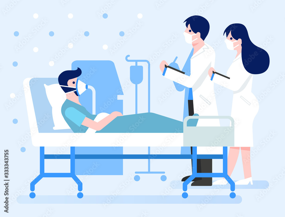 Covid-19 infected patient rest in negative pressure room in a hospital ...