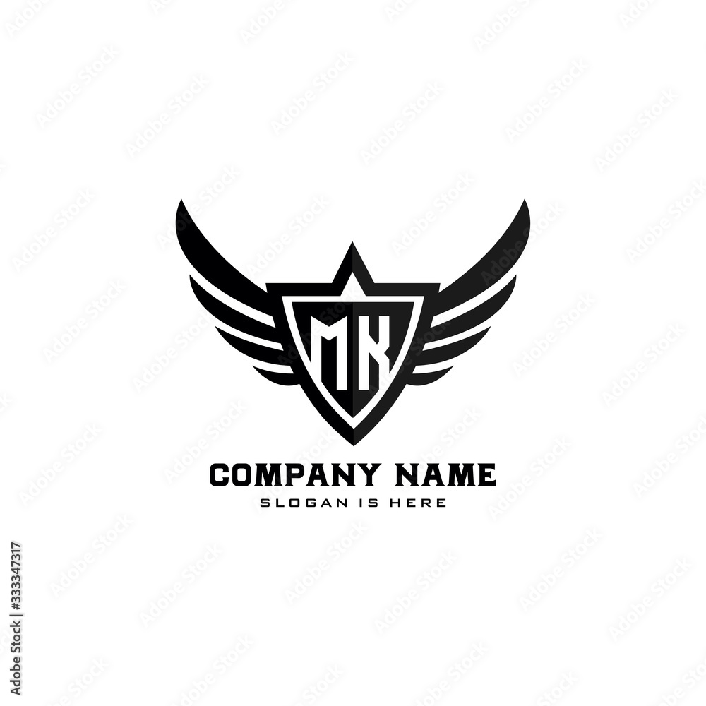 Initial letters MK shield shape black monogram logo vector Stock Vector ...