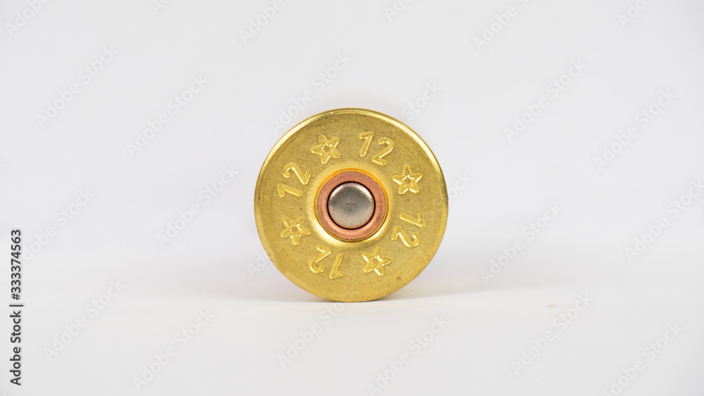 12 gauge shotgun ammunition on a white background foto de Stock | Adobe ...