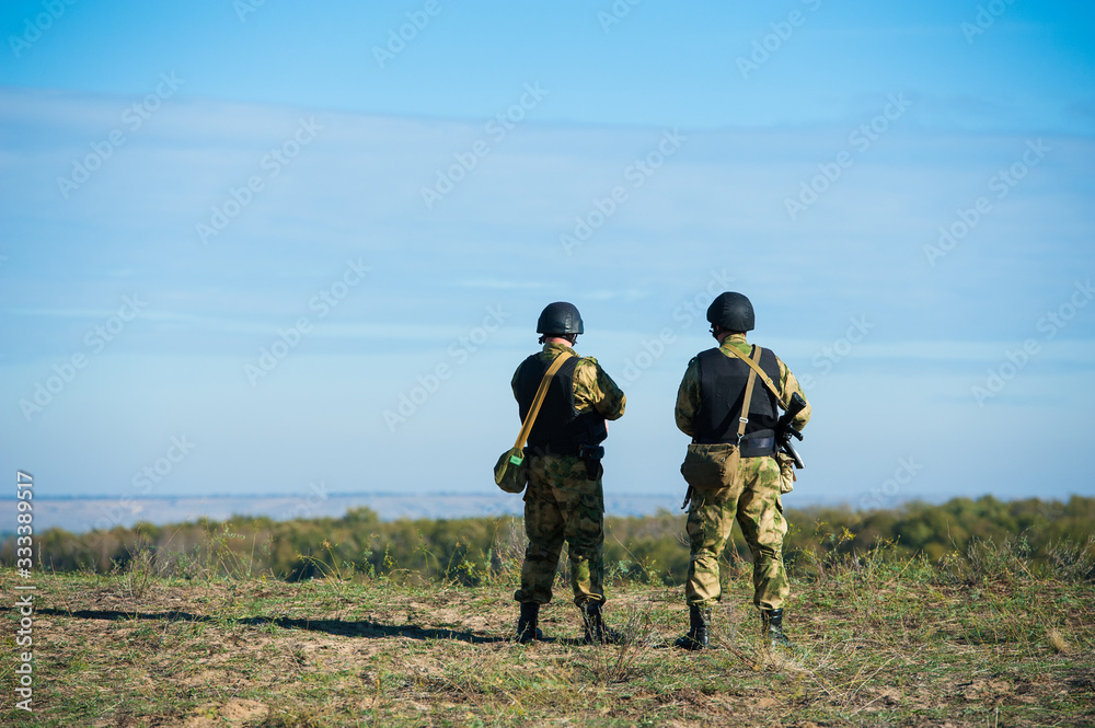 Russian special forces soldiers with weapon take part in military ...