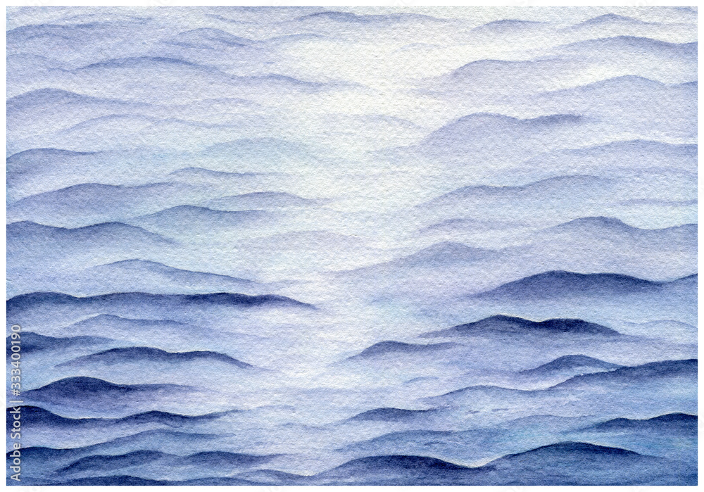 abstract bright and navy blue water background, watercolor ocean water ...