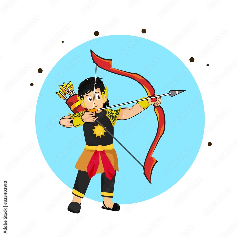 Basic RGB Arjuna Puppet archery vector illustration. Arjuna character ...