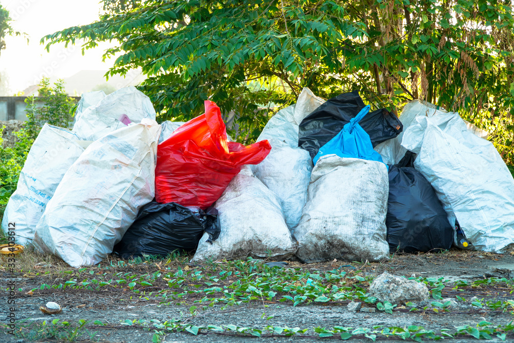 Trash can, plastic bags, garbage bags, plastic waste rubbish, garbage ...