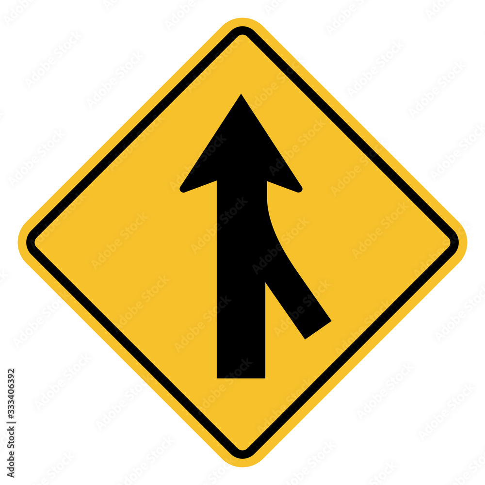 Vecteur Stock Right side road merging with main road. Traffic warning ...