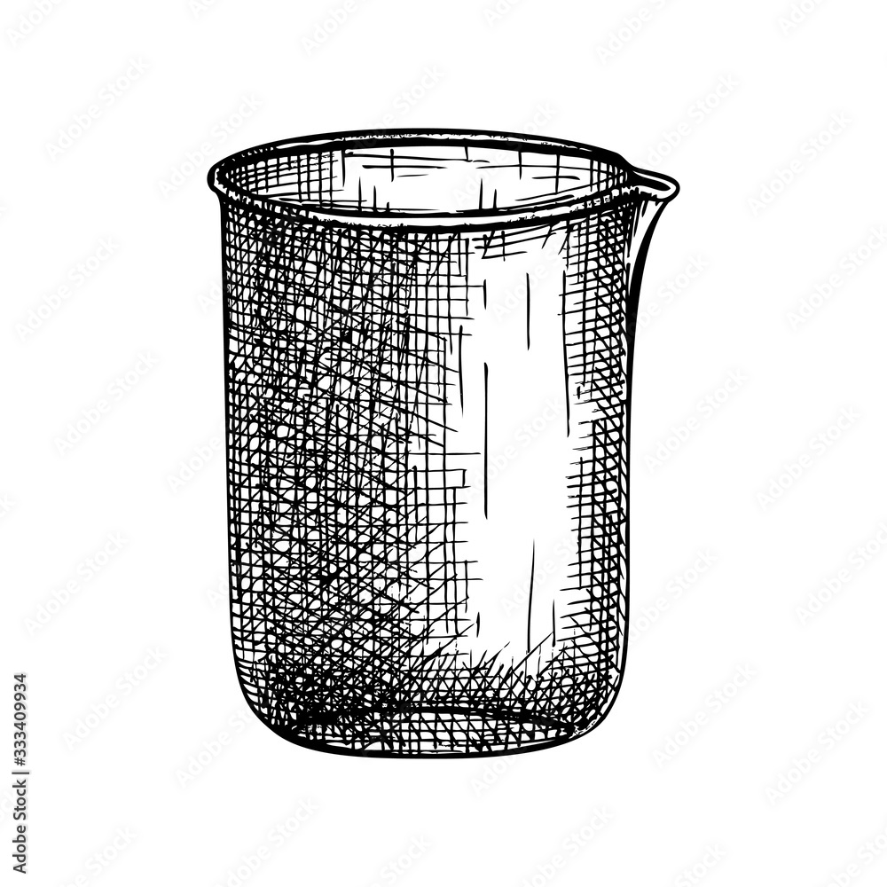 Laboratory equipment sketch. Hand drawn medicine glass illustration ...