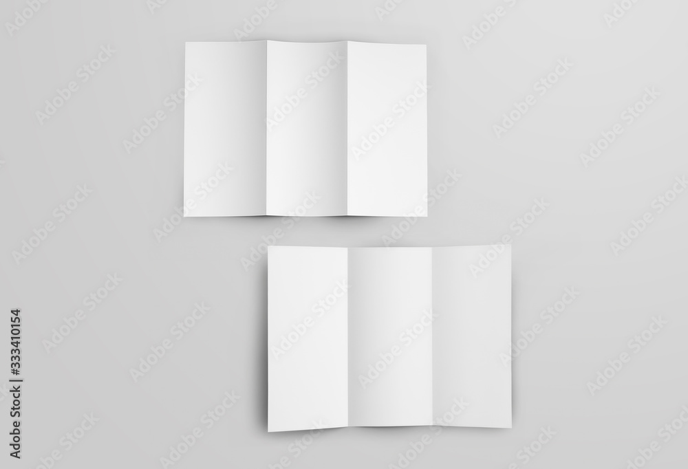 Mockup of standard blank booklets, open white leaflets, for ...