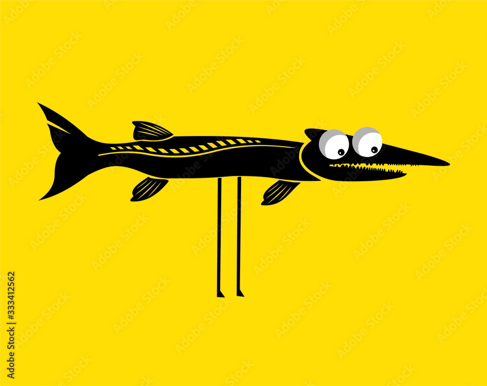 Funny barracuda fish cartoon illustration Stock Vector | Adobe Stock