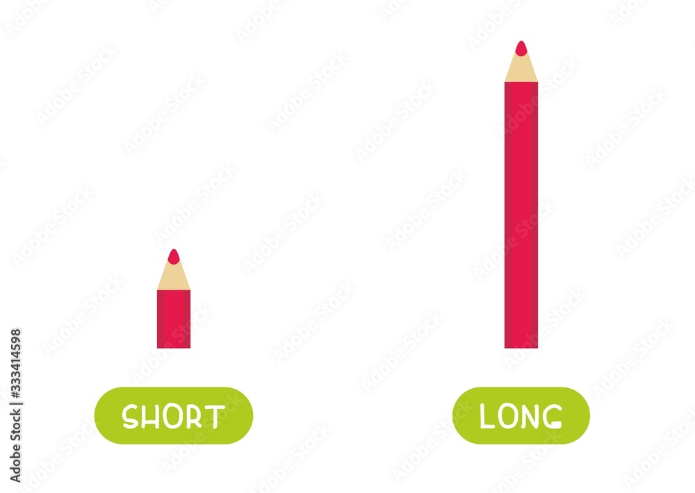 Huge and tiny pencils illustration with typography. Short and long ...
