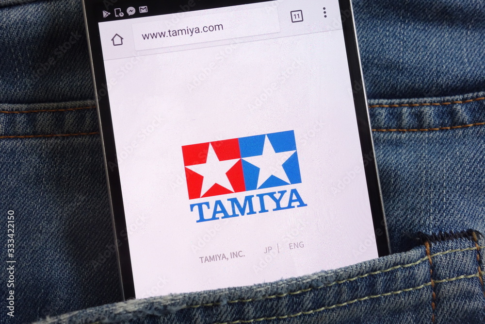 KONSKIE, POLAND - JUNE 01, 2018: Tamiya website displayed on smartphone ...
