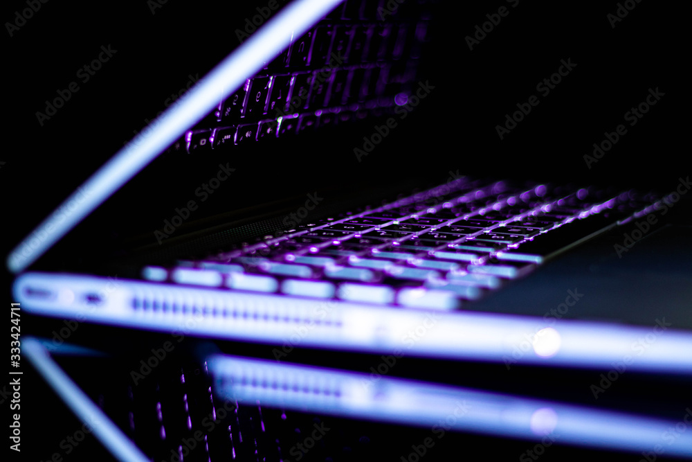 Laptop Keyboard side view metallic blue Stock Photo | Adobe Stock