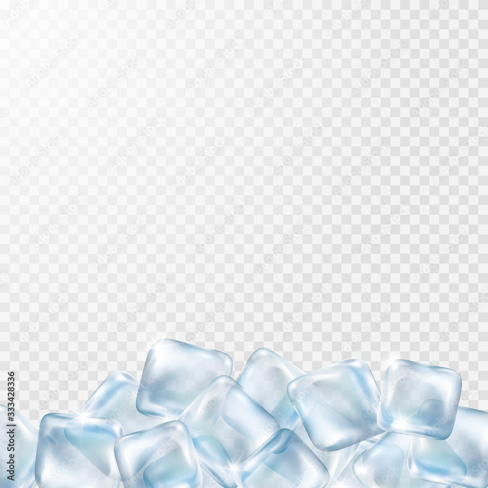 Ice cubes isolated on transparent background. Realistic freeze water ...