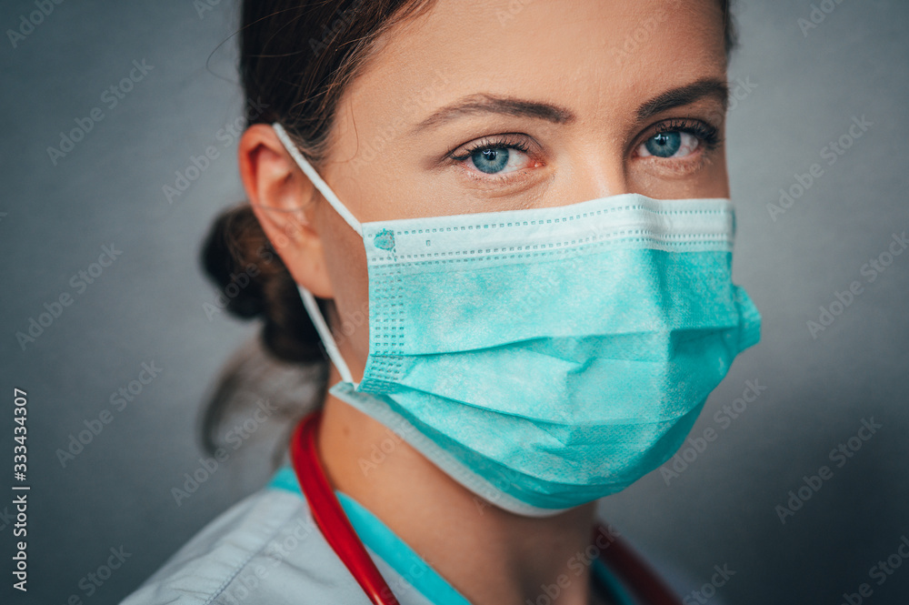 Protection against contagious disease, coronavirus. Female doctor ...
