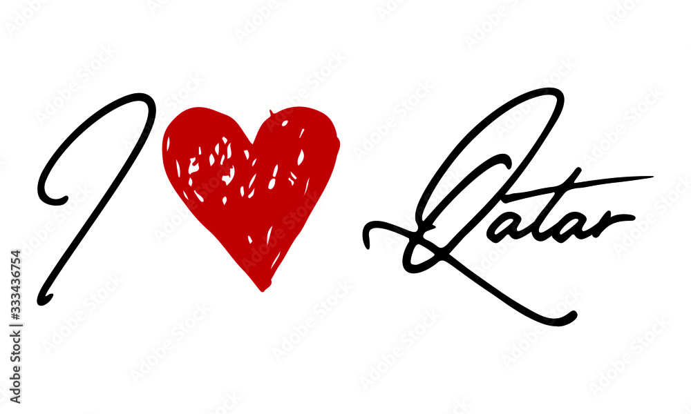 I love Qatar Red Heart and Creative Cursive handwritten lettering on ...