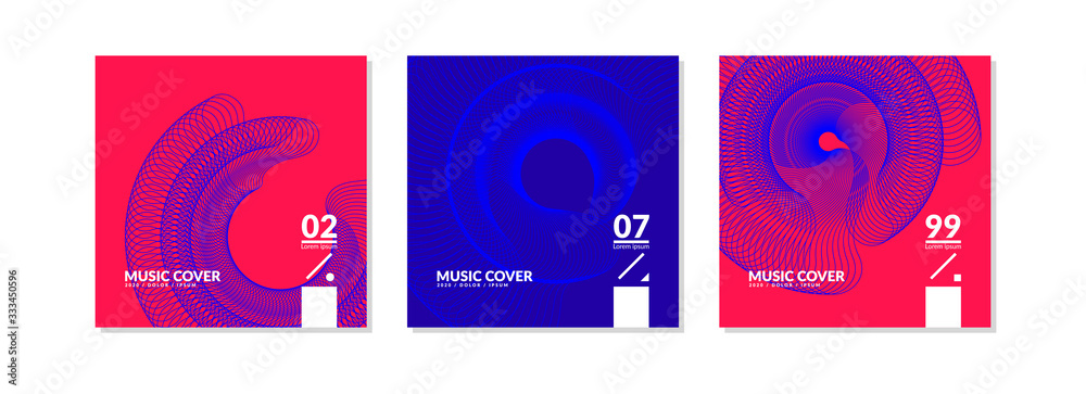 A set of music covers with abstract elements in a flat style. Template ...