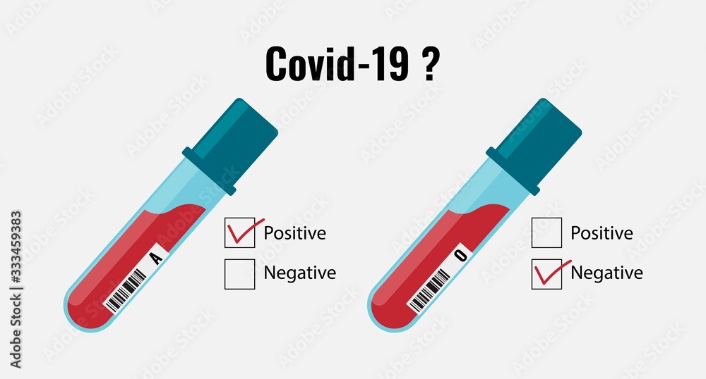 Vector illustration of blood sample in a tube. Covid-19 or Corona virus ...