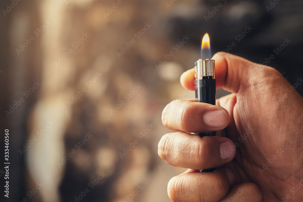people man hand holding burning gas lighters arson conflagration damage ...