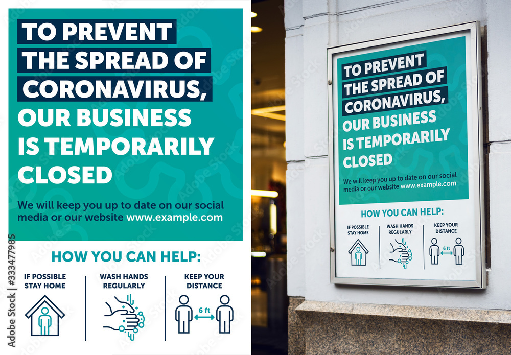 Coronavirus Closed Store Poster Layout Stock Template | Adobe Stock