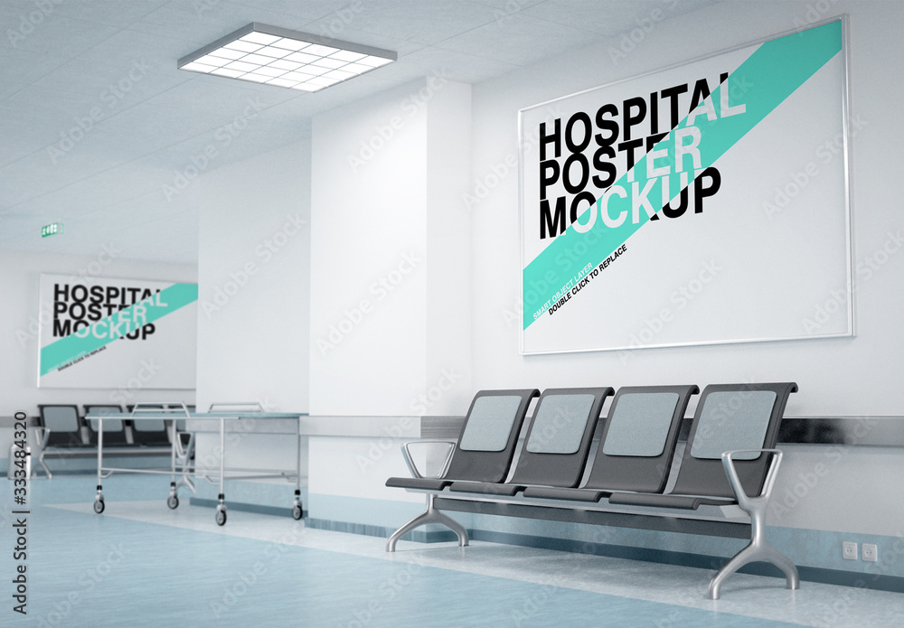 Two Posters in a Hospital Waiting Room Mockup Stock Template | Adobe Stock