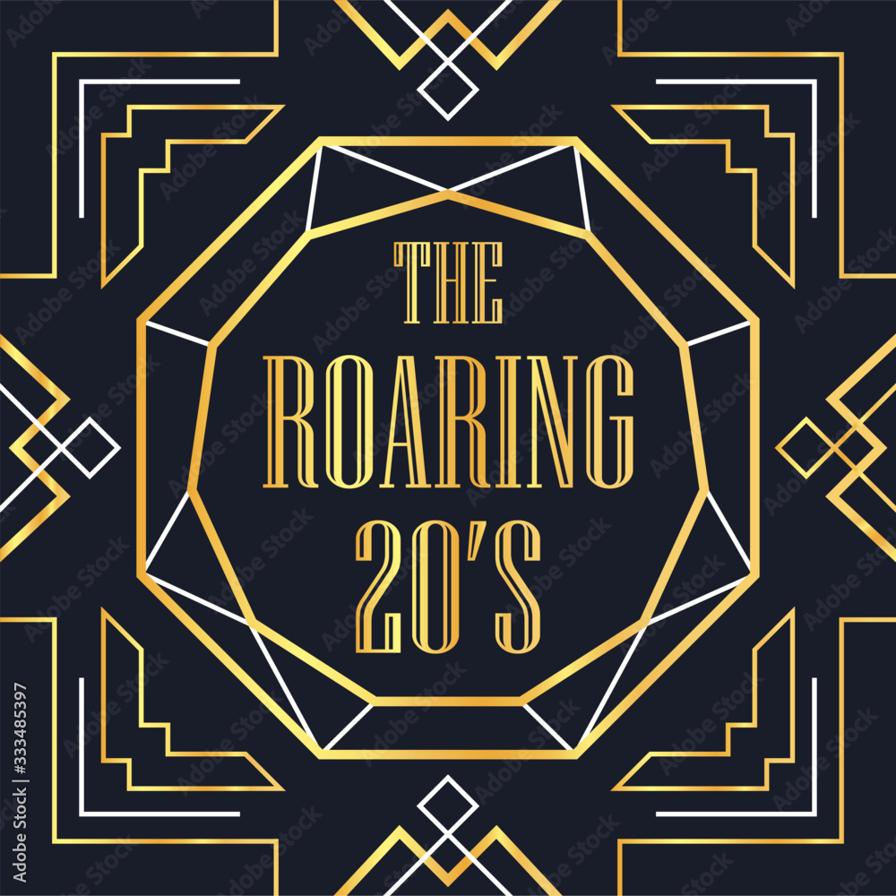 The roaring 20s gold art deco frame background Stock Vector | Adobe Stock