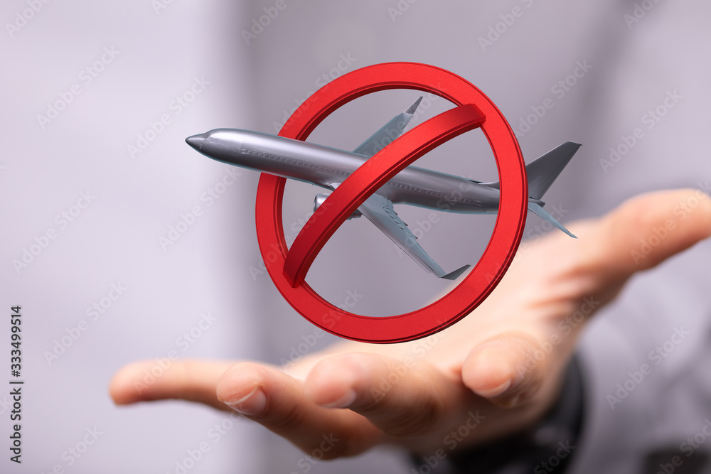 No flying symbol on white background with prohibit sign vector on ...