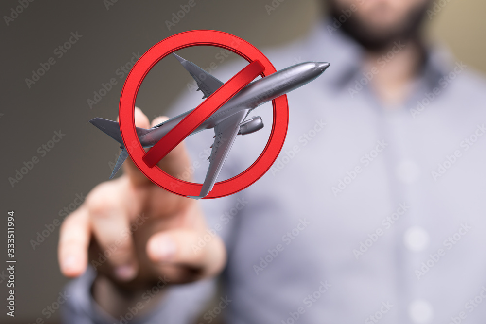 No flying symbol on white background with prohibit sign vector on ...