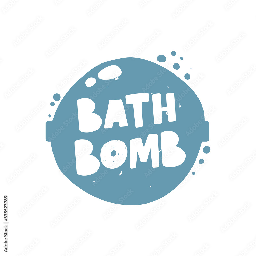 Bath bomb hand drawn illustration with typography. Natural handmade ...