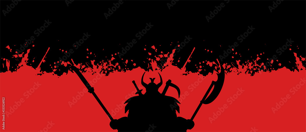 Design of shogun on black and red background Stock Vector | Adobe Stock