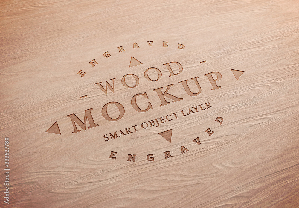 Carved Wood Text Effect Mockup Stock Template | Adobe Stock
