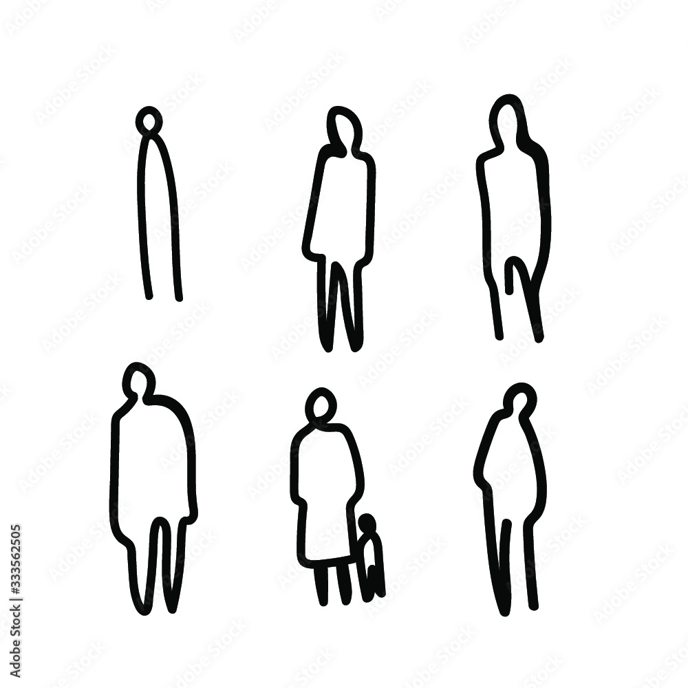 Vector illustration, Outline silhouettes of people, Contour drawing ...