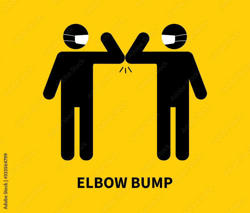 Elbow bump. People greeting without hands. Vector illustration Stock ...
