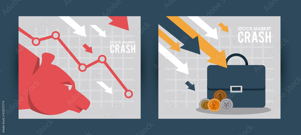 stock market crash with portfolio and infographic Stock Vector | Adobe ...