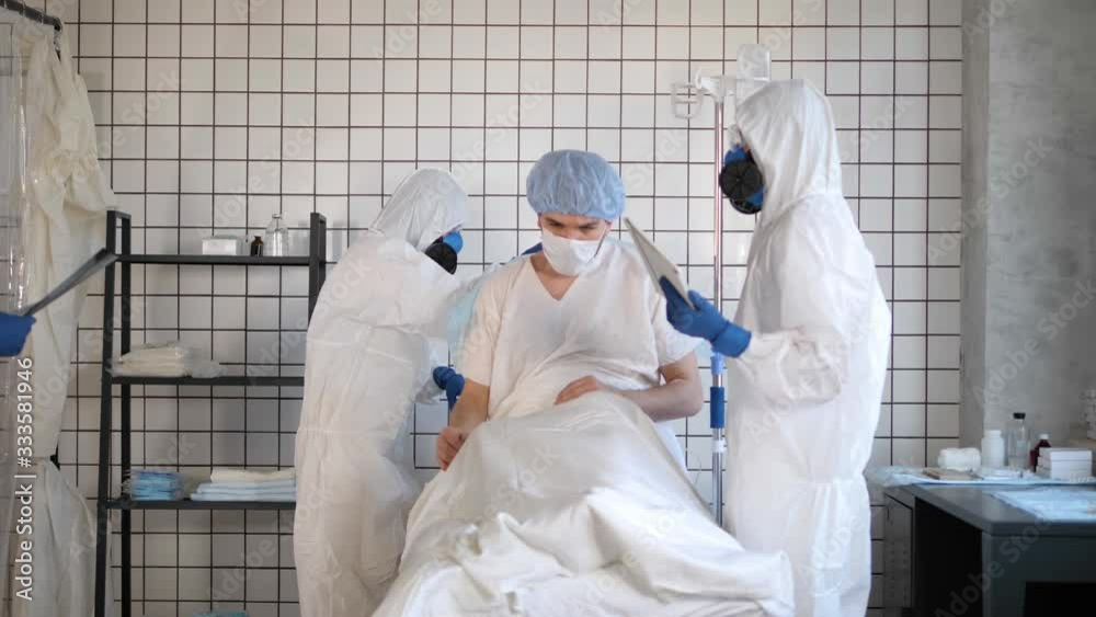 Coronavirus covid-19 Infected Patient on bed in Quarantine Room at ...