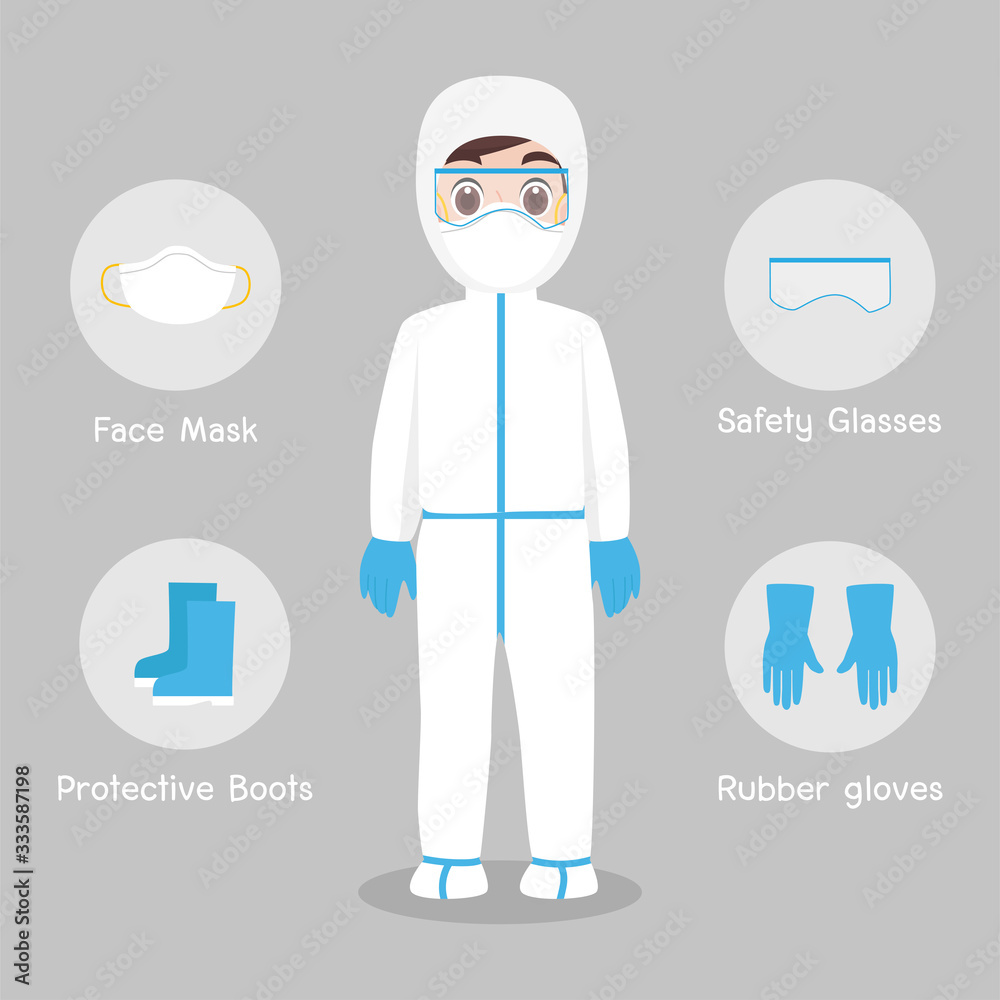 Doctors Character wearing in full protective suit Clothing isolated and ...