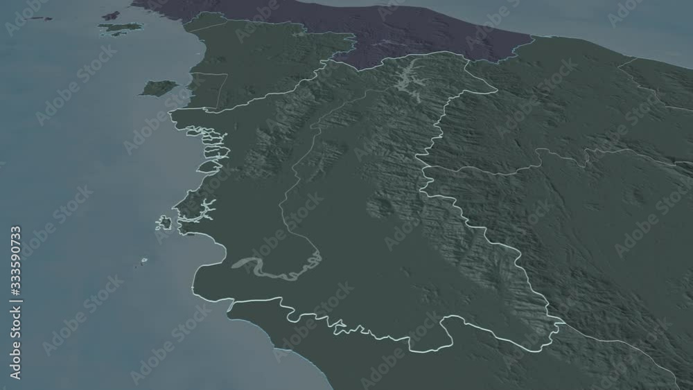 Vidéo Stock Perak, state with its capital, zoomed and extruded on the ...