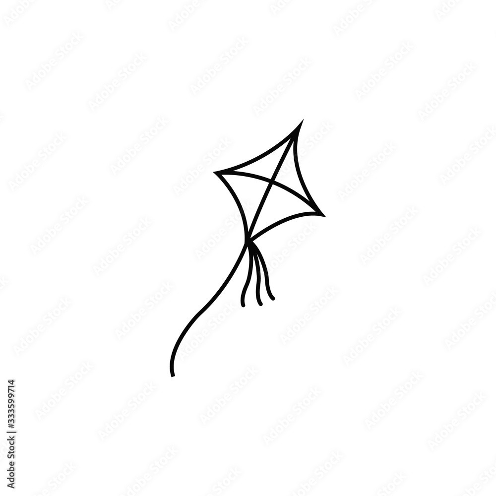 Kite doodle icon. Drawing by hand. Coloring book. Vector illustration ...